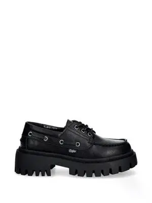 BUFFALO Surge Boat Chunky-sole Platform Derby Shoes - Black