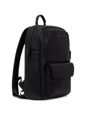 Armani Exchange Logo-detail Grained Backpack - Black