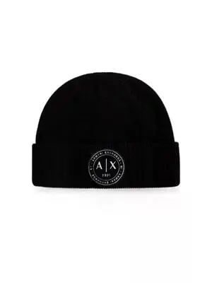 Armani Exchange Logo-patch Ribbed Beanie Hat