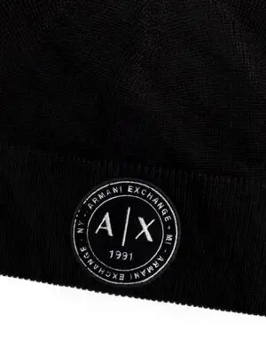 Armani Exchange Logo-patch Ribbed Beanie Hat