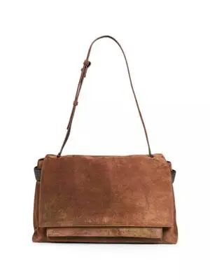 Brunello Cucinelli Monili-embroidered Suede Shoulder Bag - Brown