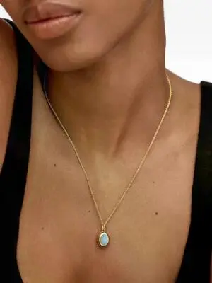 Monica Vinader March Birthstone Aquamarine Locket - Gold