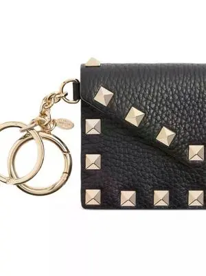 Valentino Garavani Rockstud Charm In Grainy Calfskin - Black
