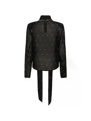 GESTUZ Polka-dot Tie-neck Blouse