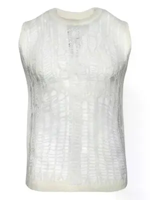 Rick Owens Open-knit Sleeveless T-shirt - White