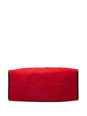 Gucci 2016-2026 100th Anniversary Calfskin Trimmed Felt Script Logo Shopping Tote Satchel - Red
