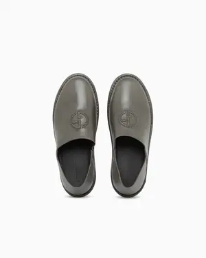 Giorgio Armani Slipper In Leather With A Rubber Sole - Brown