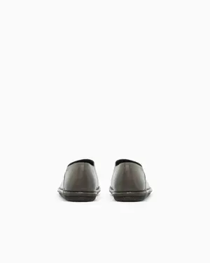Giorgio Armani Slipper In Leather With A Rubber Sole - Brown