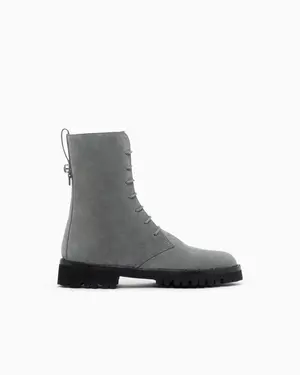 Giorgio Armani Lace-up Split Leather Boots