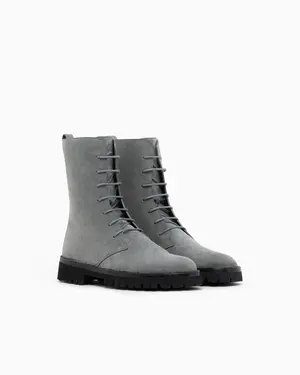 Giorgio Armani Lace-up Split Leather Boots