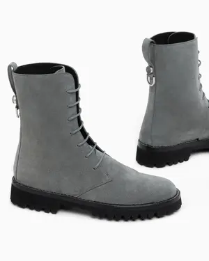 Giorgio Armani Lace-up Split Leather Boots