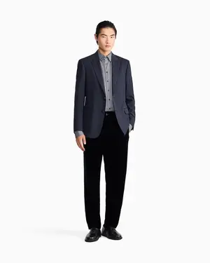 Giorgio Armani Regular Fit Cotton Jersey Shirt With Geometric Flock Print - Patterned