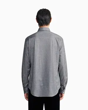 Giorgio Armani Regular Fit Cotton Jersey Shirt With Geometric Flock Print - Patterned