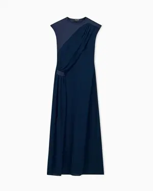 Giorgio Armani Dress With Draped Side In Viscose Jersey And Satin
