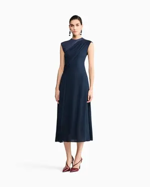 Giorgio Armani Dress With Draped Side In Viscose Jersey And Satin