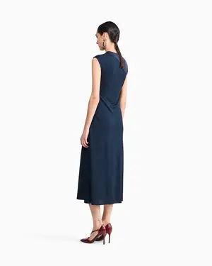 Giorgio Armani Dress With Draped Side In Viscose Jersey And Satin