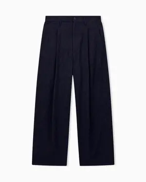 Giorgio Armani Crinkled Virgin Wool Flannel Wide-leg Trousers