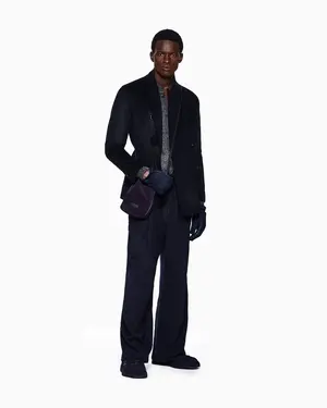 Giorgio Armani Crinkled Virgin Wool Flannel Wide-leg Trousers