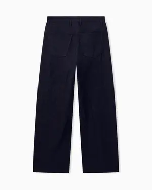 Giorgio Armani Oversized Trousers In Crinkle Virgin Wool Flannel