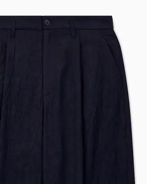 Giorgio Armani Oversized Trousers In Crinkle Virgin Wool Flannel