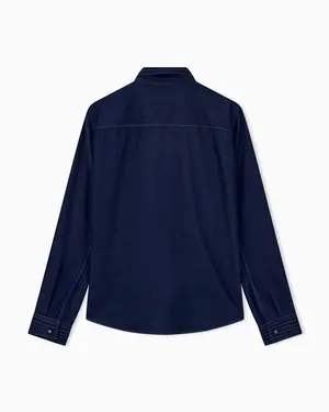 Giorgio Armani Shirt In Denim Effect Lyocell With Neck Scarf