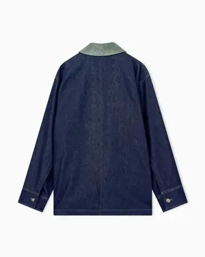 Giorgio Armani Caban Coat Oversized Fit Reactive Denim And Virgin Wool
