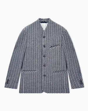 Giorgio Armani Blazer Regular Fit Geometric Wool And Cashmere Jacquard - Black