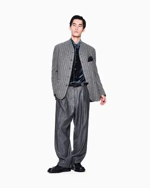 Giorgio Armani Blazer Regular Fit Geometric Wool And Cashmere Jacquard