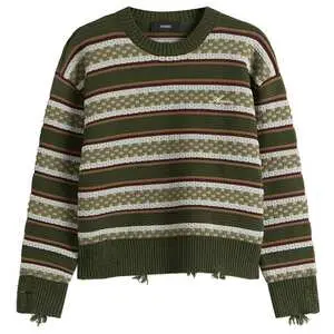 Amiri Western Logo Striped Sweater - Coffee