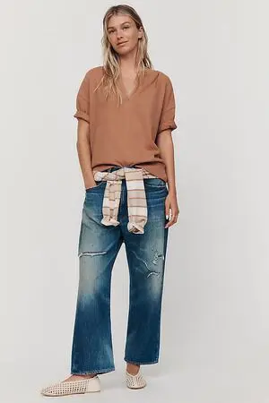 Wilt 100% Cotton V-neck Top - Tan