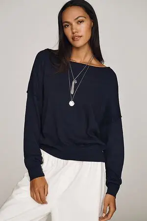 Anthropologie Haley Cotton Len Sweater Navy