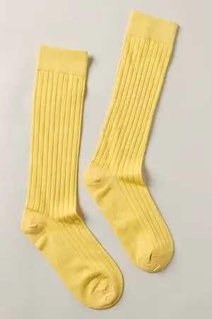 HIGH HEEL JUNGLE Ribbed Tall Trouser Socks Lemon