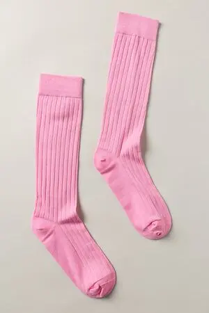 HIGH HEEL JUNGLE Ribbed Tall Trouser Socks - Pink