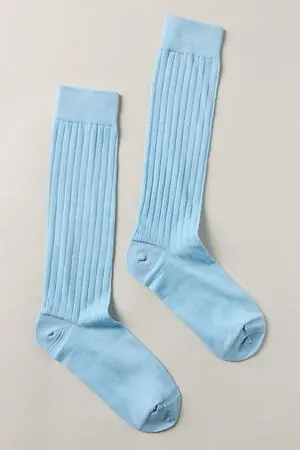 HIGH HEEL JUNGLE Ribbed Tall Trouser Socks Sky