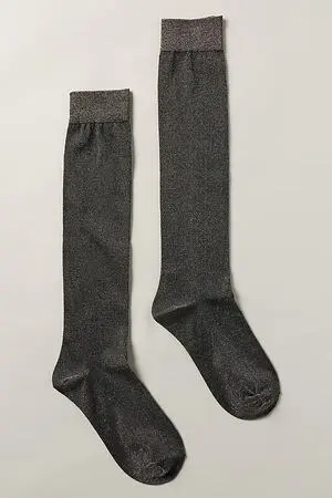 HIGH HEEL JUNGLE Glitter Sheer Socks - Black