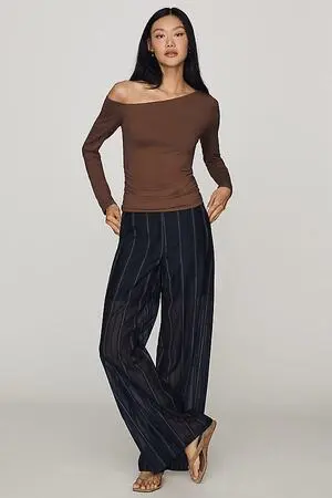 Maeve Off-shoulder Long-sleeve Top - Brown