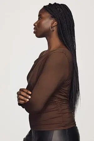 Maeve Off-shoulder Long-sleeve Top - Brown