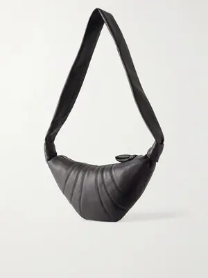LEMAIRE Croissant Small Paneled Textured-leather Shoulder Bag - Brown