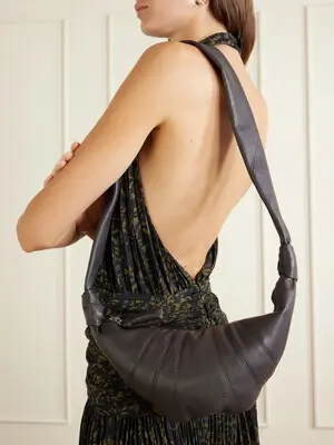 LEMAIRE Croissant Small Paneled Textured-leather Shoulder Bag - Brown
