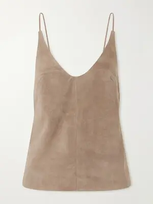 ST. AGNI Tie-detailed Suede Top