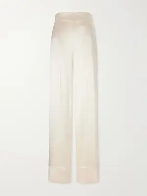 JOSEPH Dijon Silk-satin Mid-rise Straight-leg Pants - Neutrals
