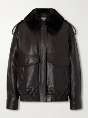 Loulou De Saison Russo Shearling-trimmed Leather Jacket - Brown