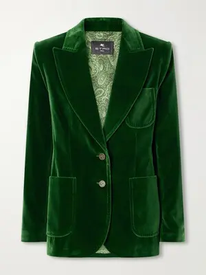 Etro Stretch-cotton Velvet Blazer - Green
