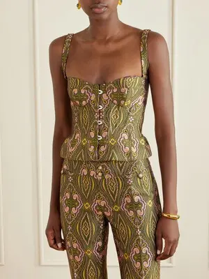 Etro Floral Paisley-print Jacquard Bustier Top