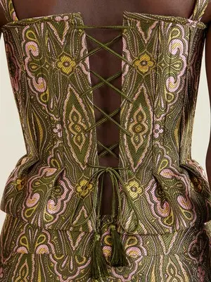 Etro Floral Paisley-print Jacquard Bustier Top