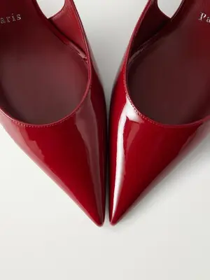 CHRISTIAN LOUBOUTIN Miss Z 60 Patent Leather Slingback Pumps - Red