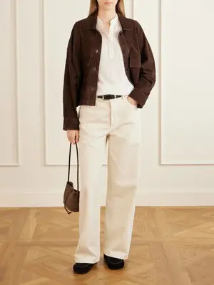 Muuñ Nina Leather-trimmed Raffia Shoulder Bag
