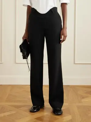 JEAN PAUL GAULTIER Wavy Crepe Mid-rise Wide-leg Pants - Black