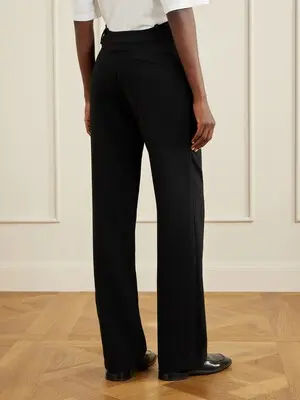 JEAN PAUL GAULTIER Wavy Crepe Mid-rise Wide-leg Pants - Black