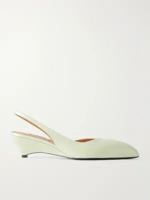 JIL SANDER Arc Patent Leather Slingback Wedge Sandals